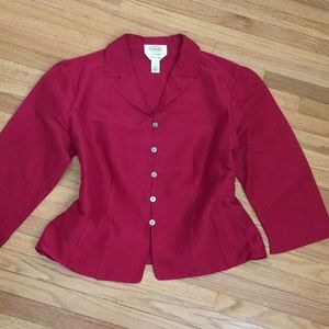 Talbots | Tops | Talbots Petites Red Silk Blouse Or Light Jacket | Poshmark